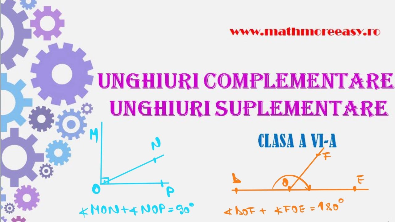 Unghiuri adiacente complementare si suplementare - YouTube
