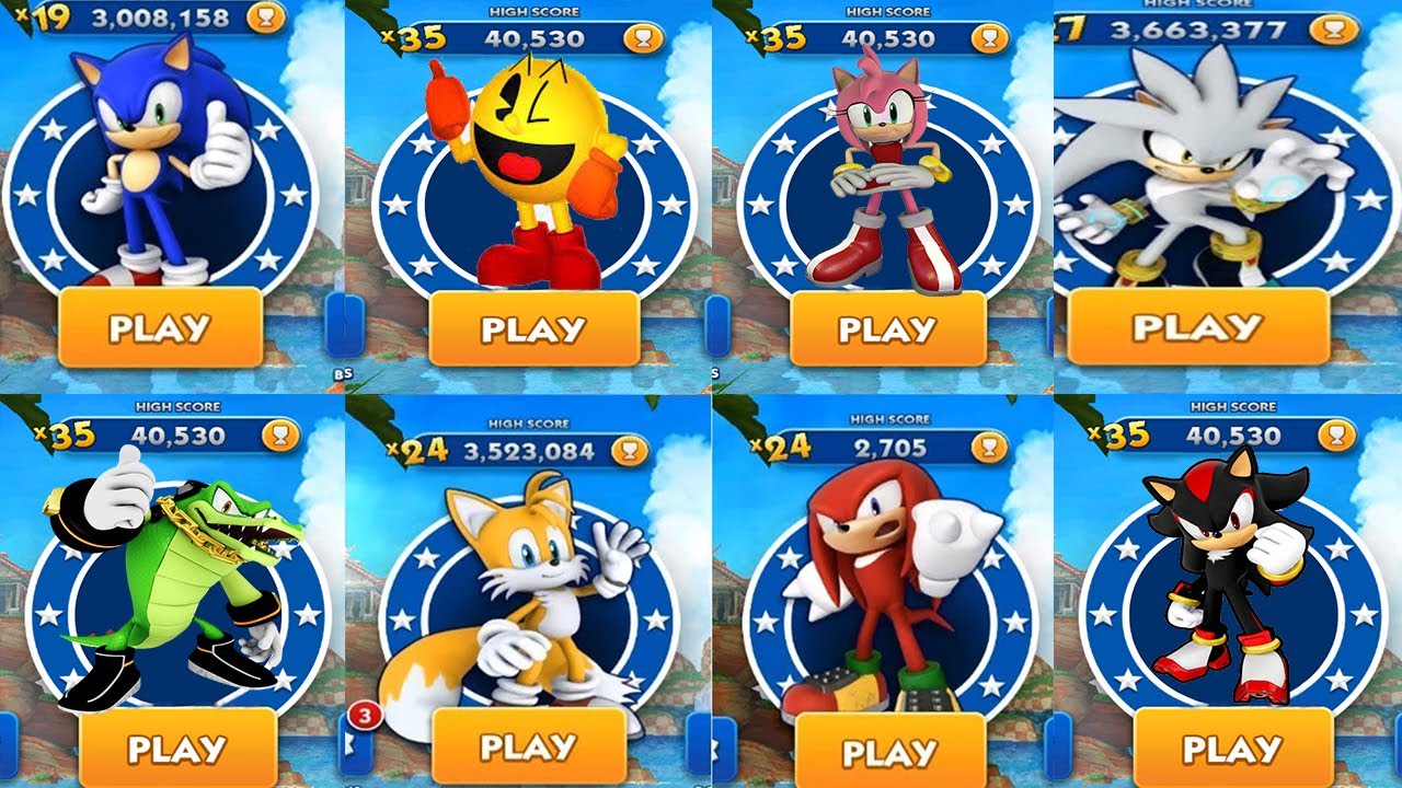 Sonic Dash - All Characters Unlocked Movie Sonic Movie Knuckles Pacman ...