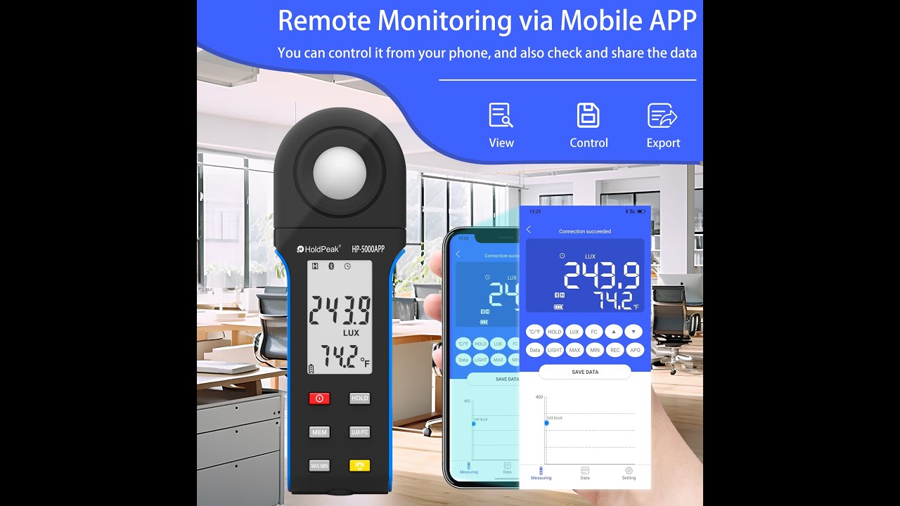 Illuminance Light Meter with Bluetooth, Digital Lux Foot Candles Meter ...
