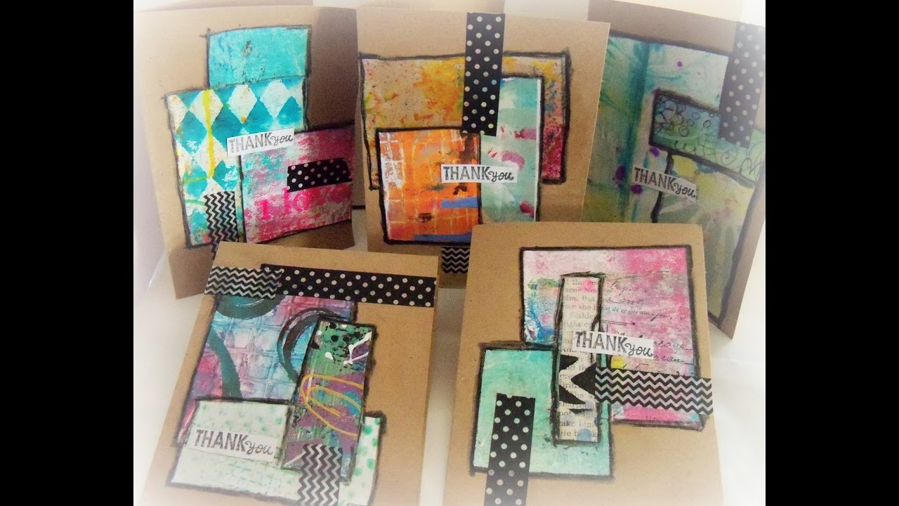 DIY Mixed Media Collage Scrap Paper Cards/ How to make easy mixed media ...