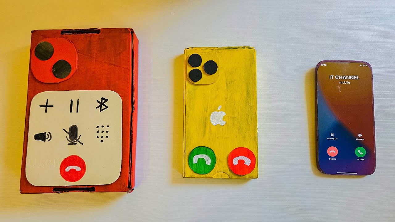 Cardboard iPhone 16 vs iphone 15 vs iphone 14 incoming call - YouTube