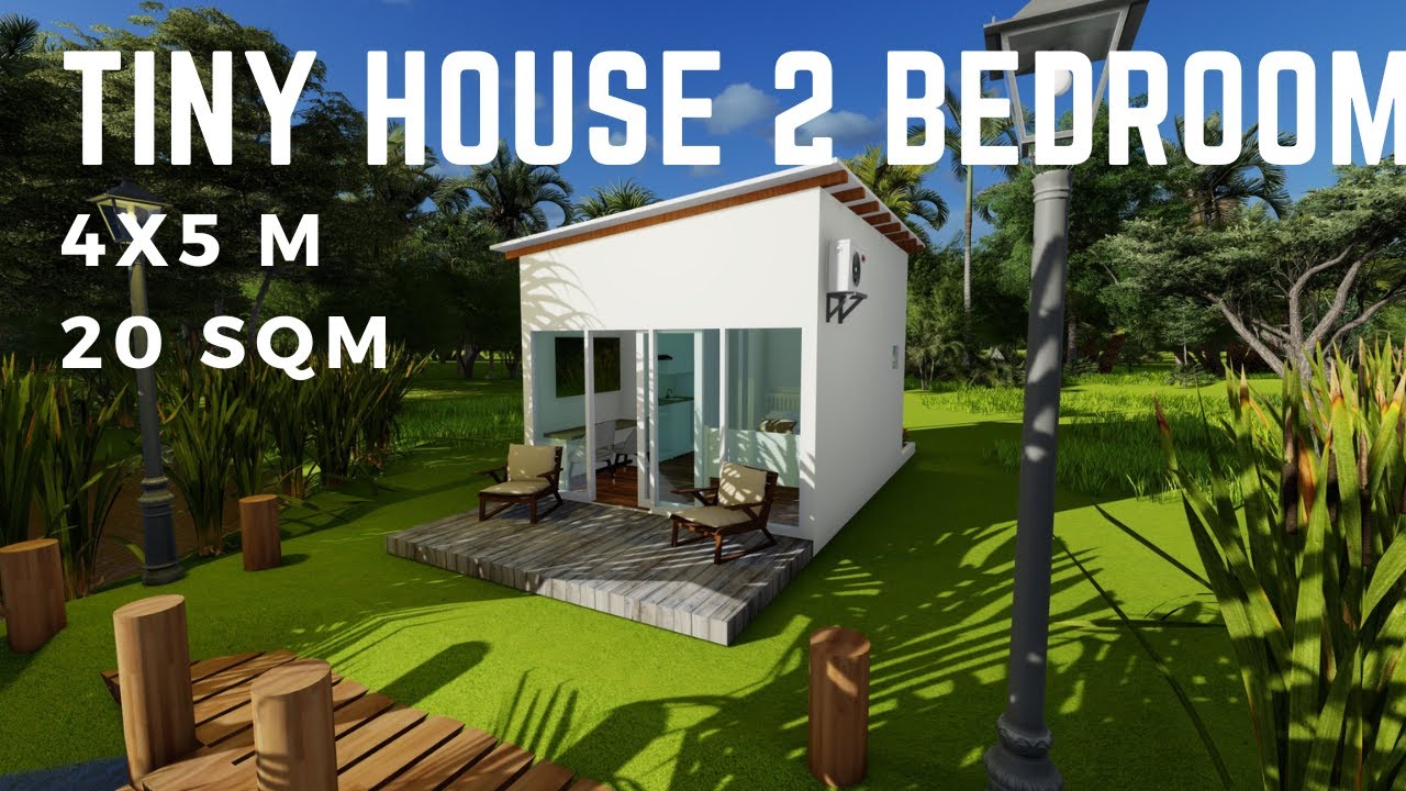 Simple Tiny house with 2 bedroom 4x5 m (20 sqm) - YouTube