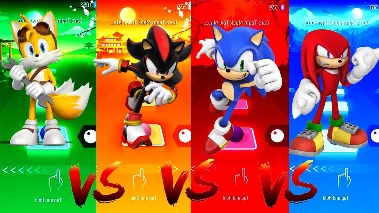 Tails vs Shadow vs Sonic vs Knuckles | Tiles Hop Edm Rush - YouTube