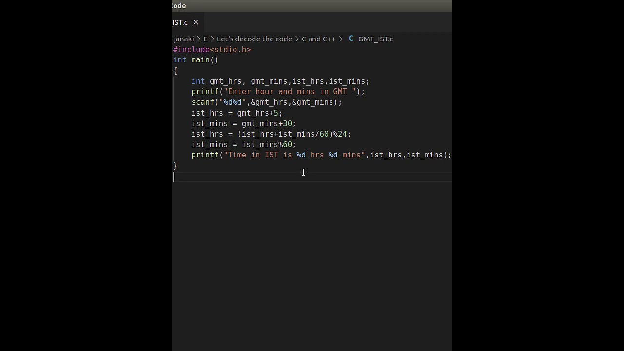 GMT To IST Conversion Without Conditional Statements In C shorts YouTube GMT To IST Conversion Without Conditional Statements In C shorts YouTube