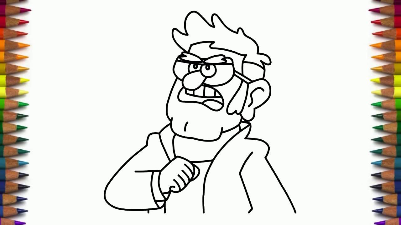 How to daw Gravity Falls characters uncle Ford Pines step by step easy ...