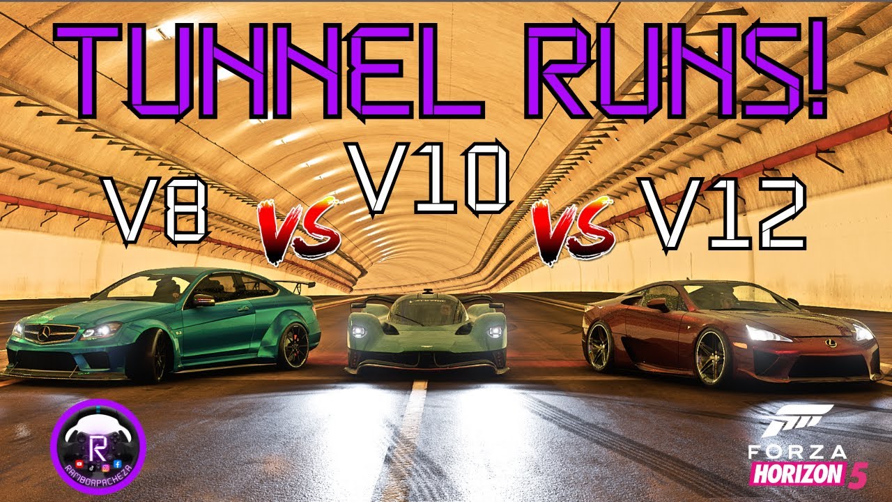 TUNNEL RUNS! V8 vs V10 vs V12 - YouTube