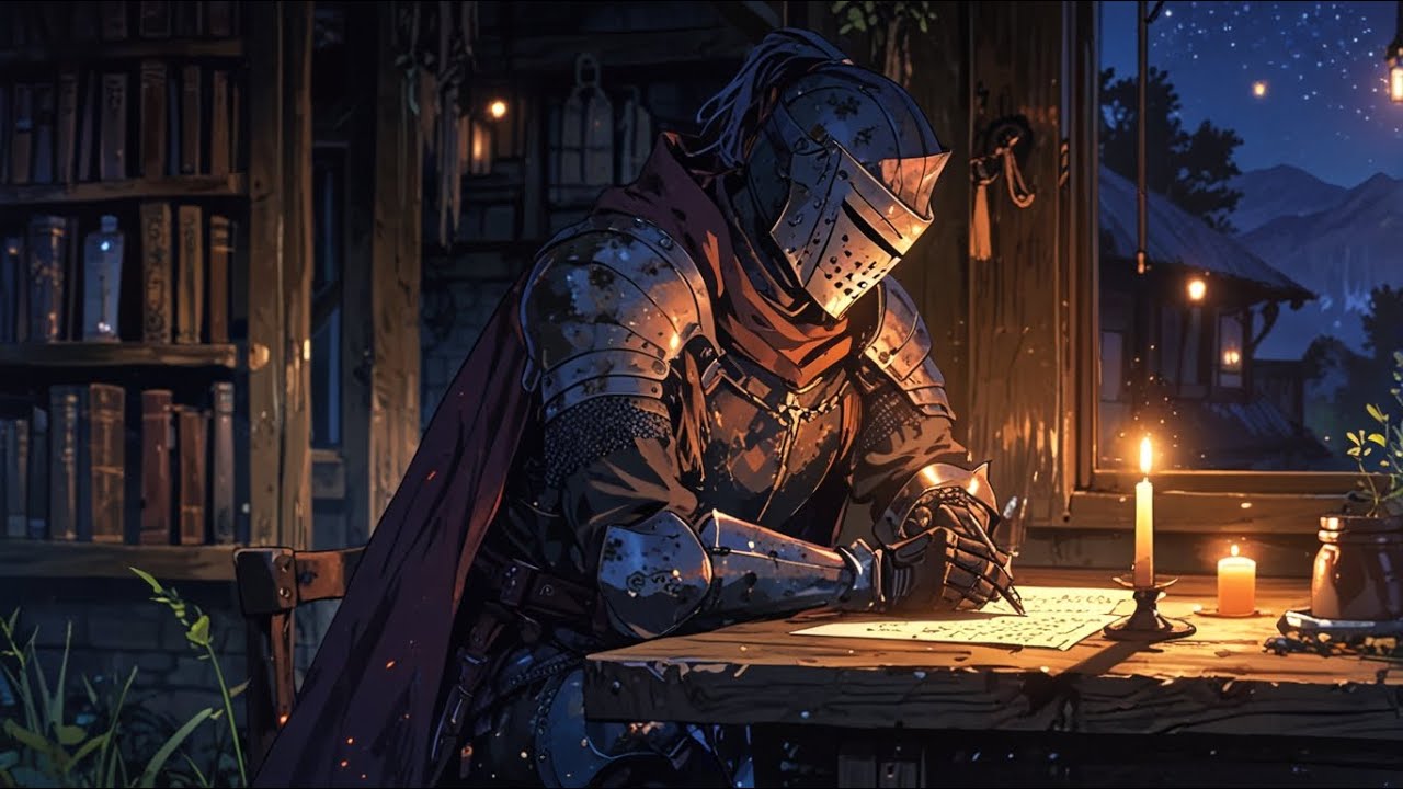Medieval Knight Writing in the Night | Lofi Ambience - YouTube