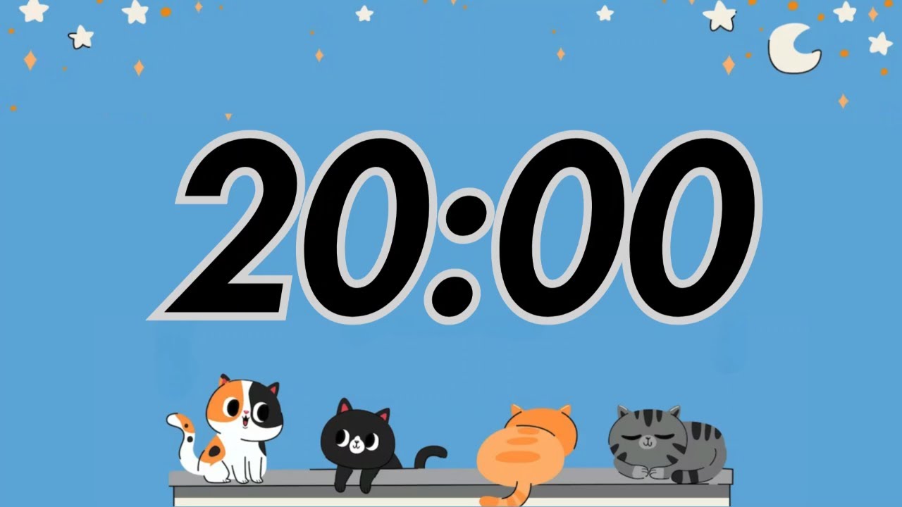 20 minute cute cate timer (Gentle piano tones at end) - YouTube
