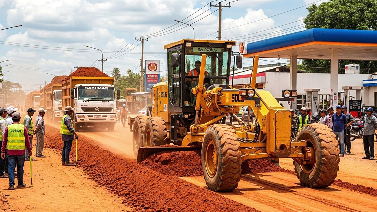 Power Grading in Action SDLG Motor Grader Shapes New Road Foundation ...