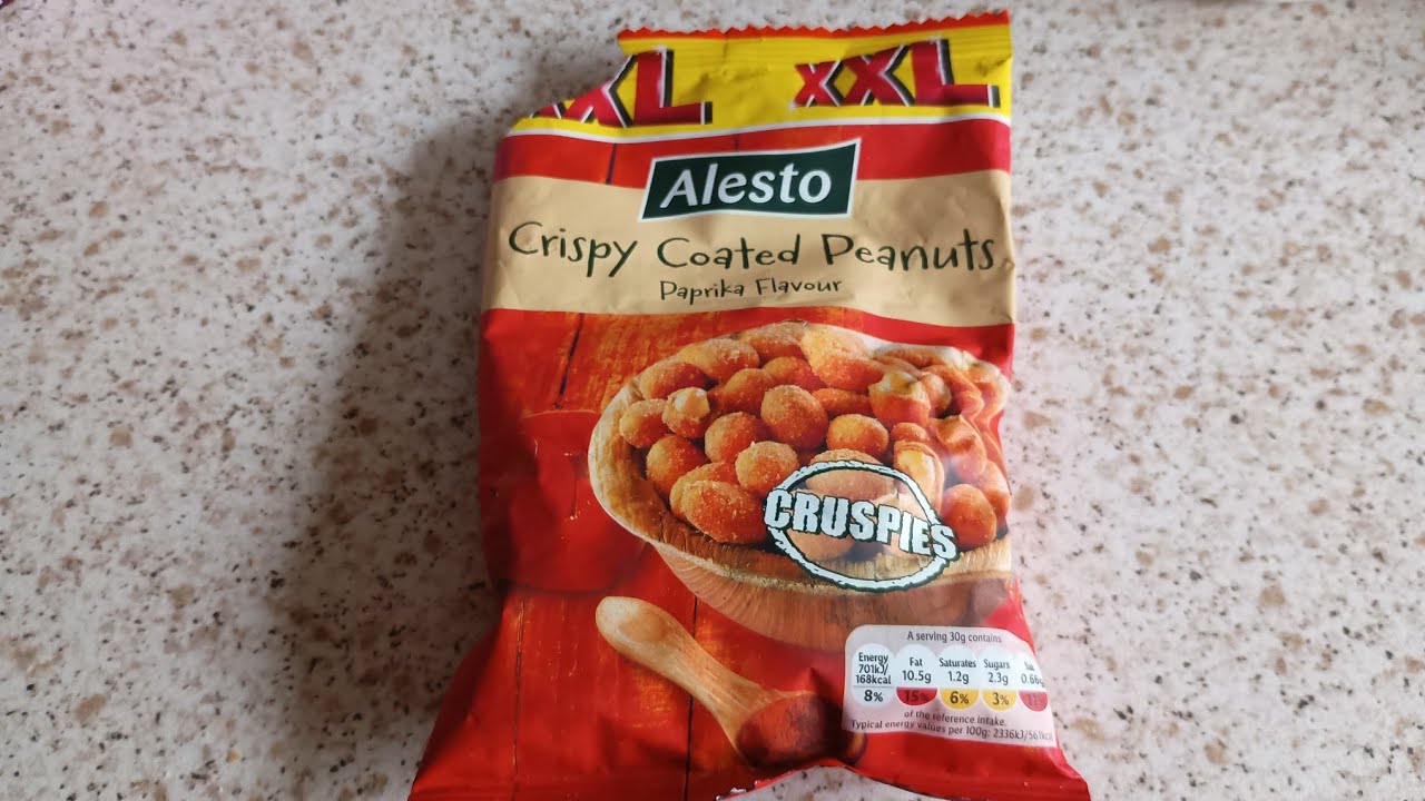 XXL Alesto Crispy Coated Peanuts Paprika Snack Food Review Lidl £1.19 ...