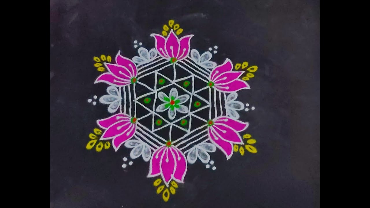 Easy 7 to 4 dots rangoli ll - YouTube
