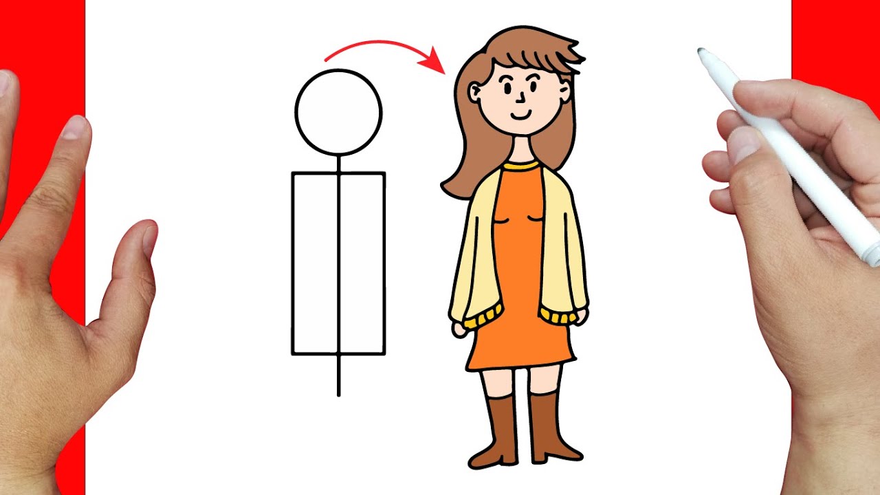 Cómo dibujar una Mujer paso a paso | Dibujos fáciles - YouTube