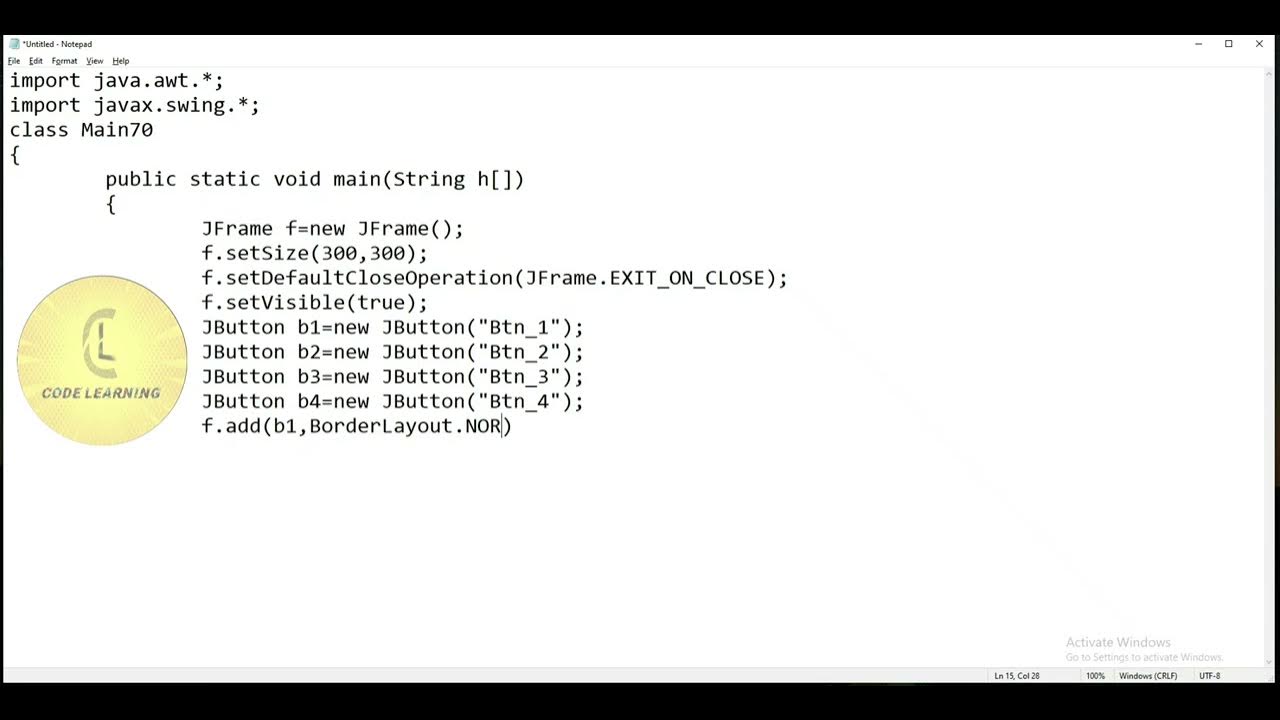 Java | Swing class 'Border Layout' | CodeLearning - YouTube