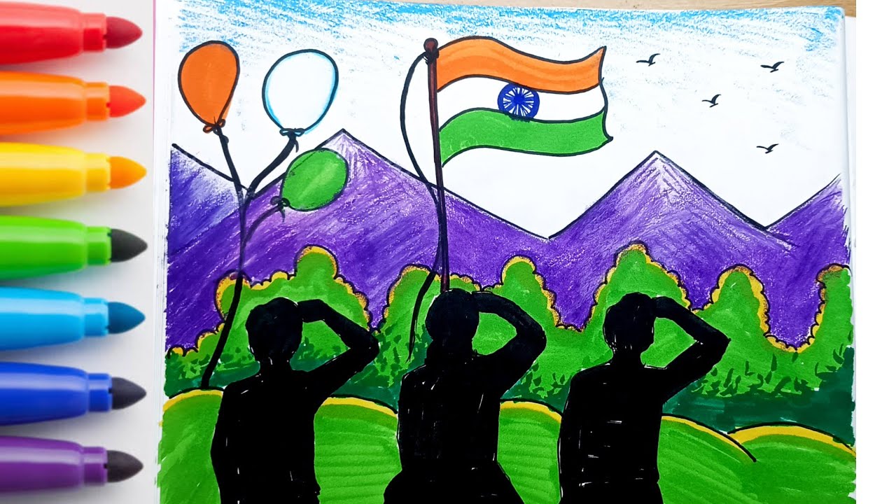 Independence day drawing/15 August drawing easy step by step /How to ...