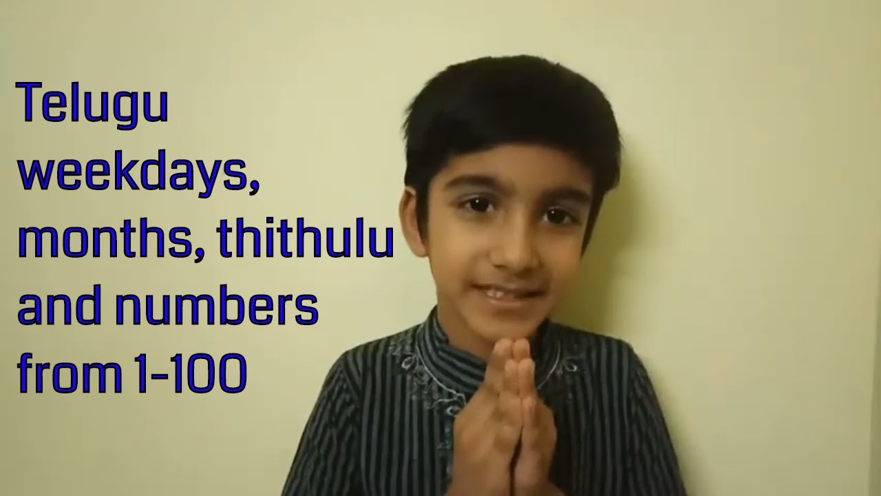 Telugu week days, months, thithulu and numbers from 1-100 - YouTube