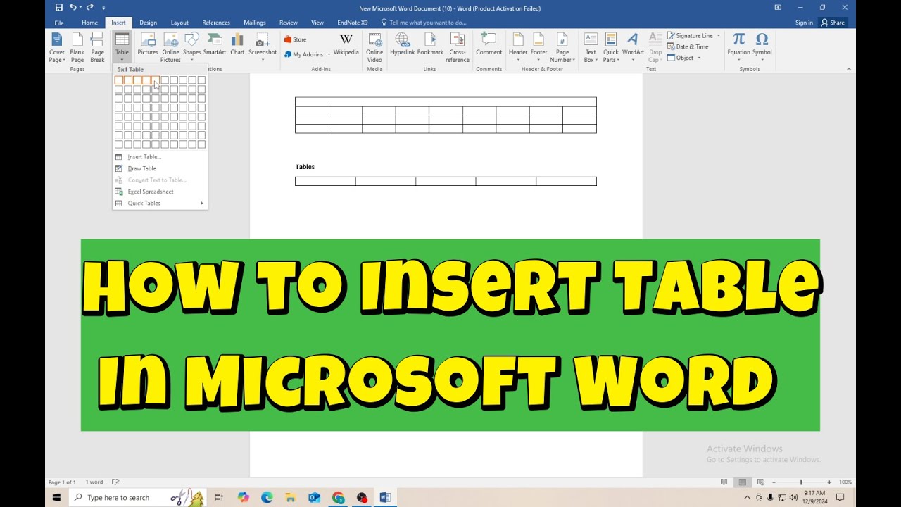 How to Insert Table In Microsoft Word - YouTube