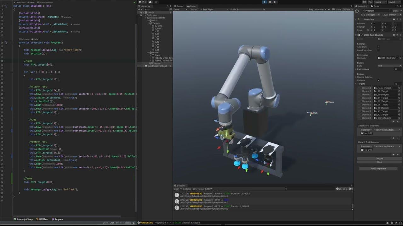 Robot Inverse Kinematics In Unity Ur10 Youtube