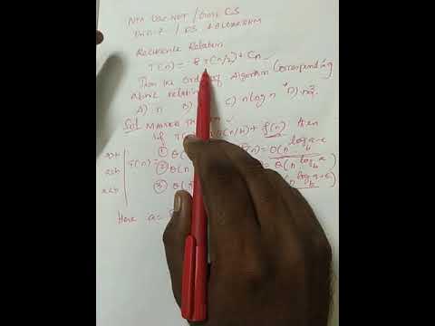 NTA UGC NET CSA /GATE CS/TN SET CSA recurrence relation:T(n) = 8T(n/2) + Cn. order of the ...