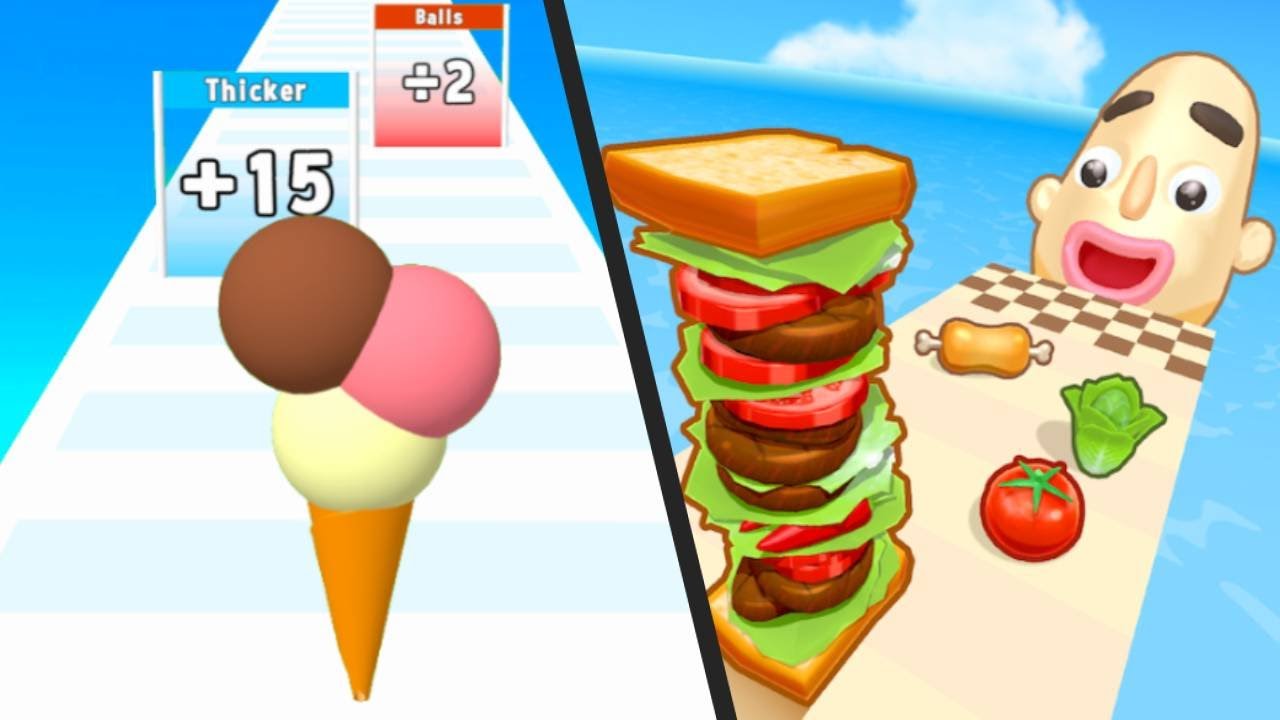 ICE CREAM RUSH vs SANDWICH RUNNER - Satisfying Double Gameplay All ...