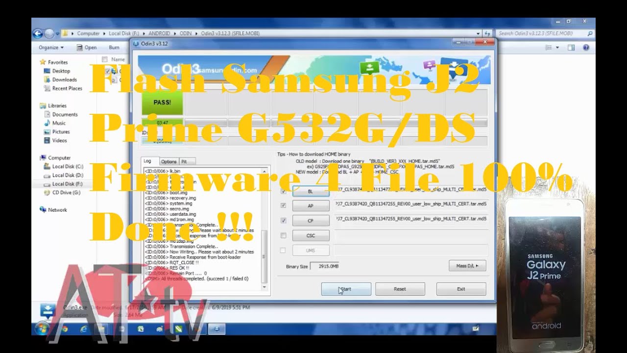 Flash Samsung J2 Prime G532GDS Firmware 4 File 100% Done!!! - YouTube