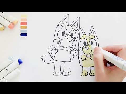 How to Draw A cute Bluey and Bingo | Easy drawing and coloring ...