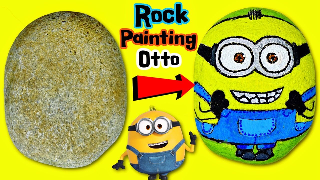 Minions The Rise of GRU: Otto Minion Rock Painting Art DIY - YouTube