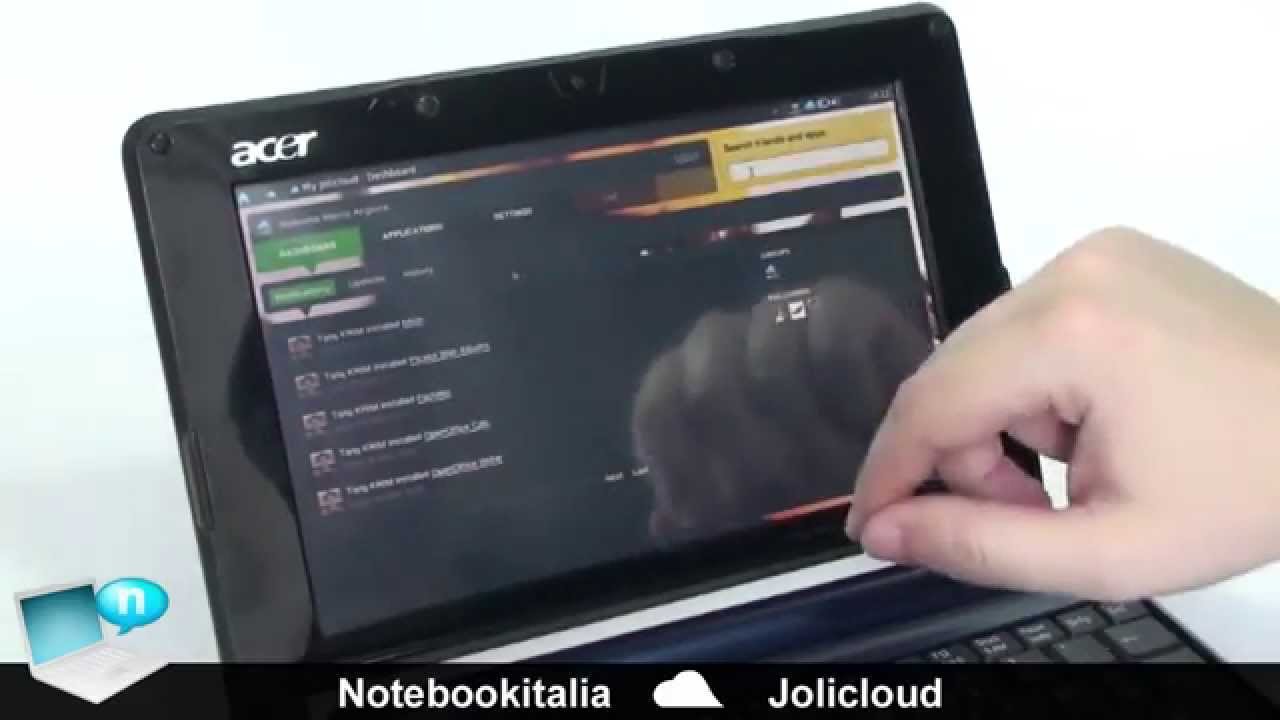 Jolicloud OS Linux on Acer Aspire One Touchscreen - YouTube