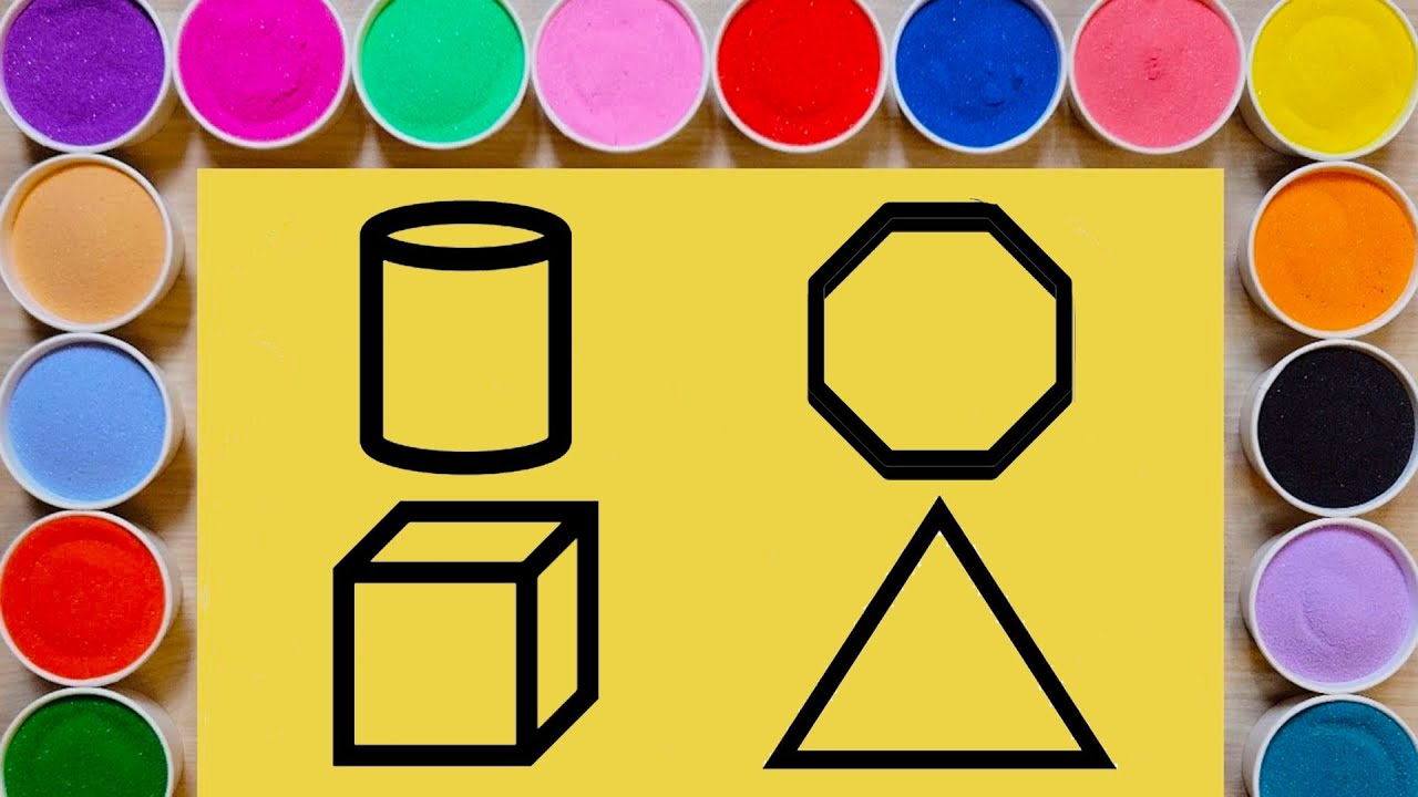 Learn new shape drawing, Colors name for kids | Sand Painting coloring ...