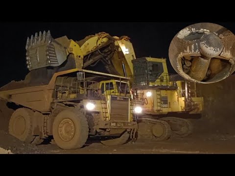 Amazing mining and processing of iron ore in night shift, Excavator ...