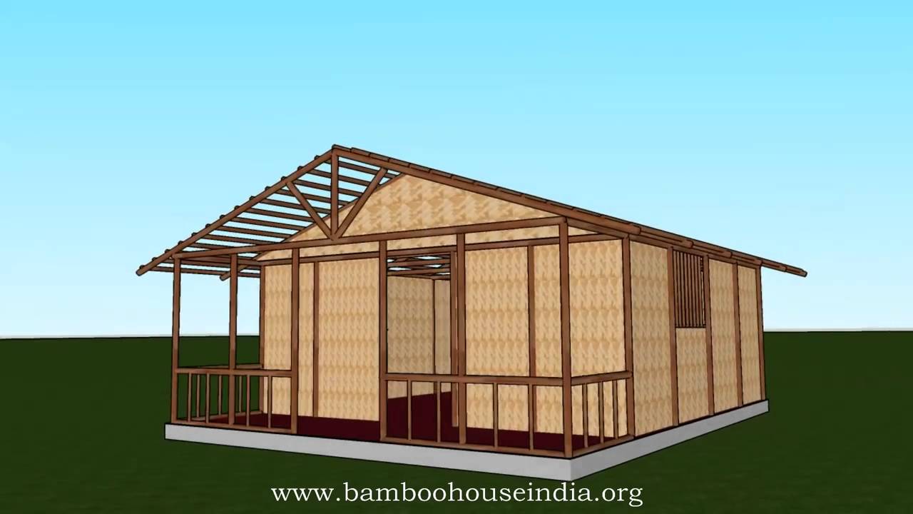 3D Bamboo house inside and outside view - YouTube