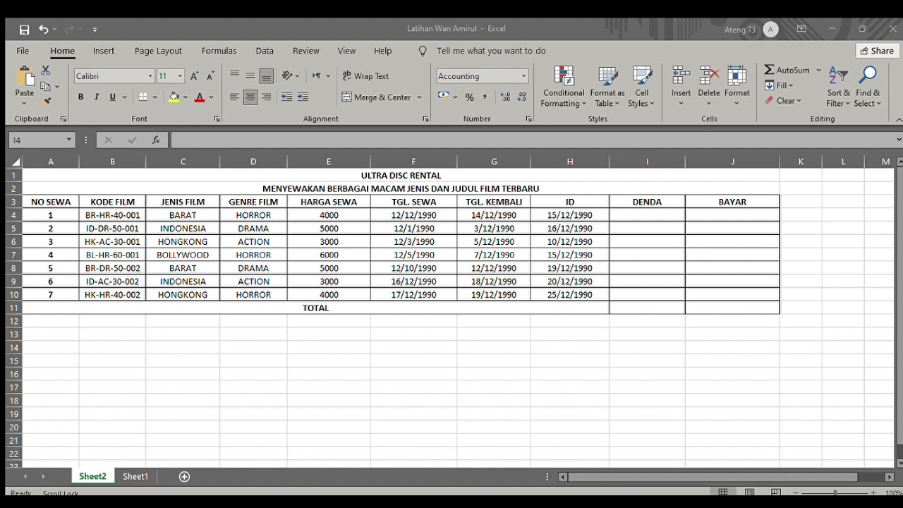 TUGAS MICROSOFT EXCEL BAGI MATKUL APLIKASI KOMPUTER (PMH SEM 5) - YouTube