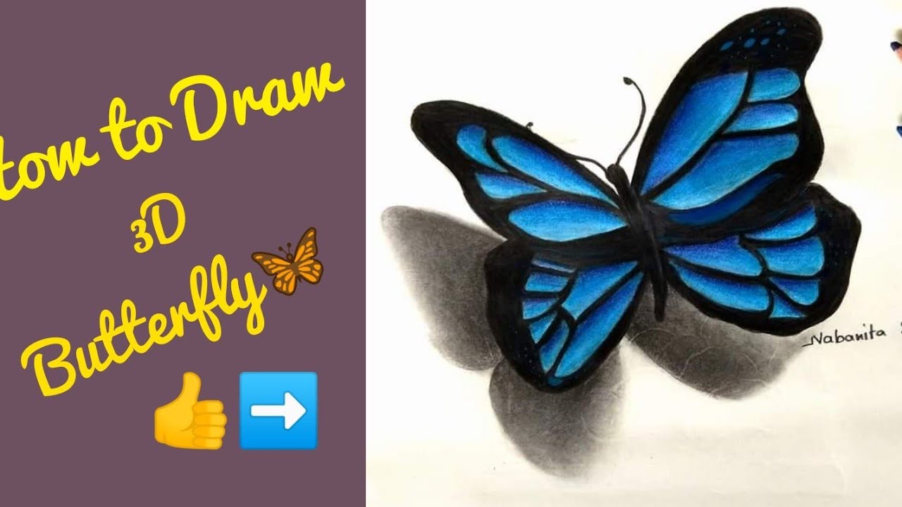 How to draw 3D butterfly - YouTube