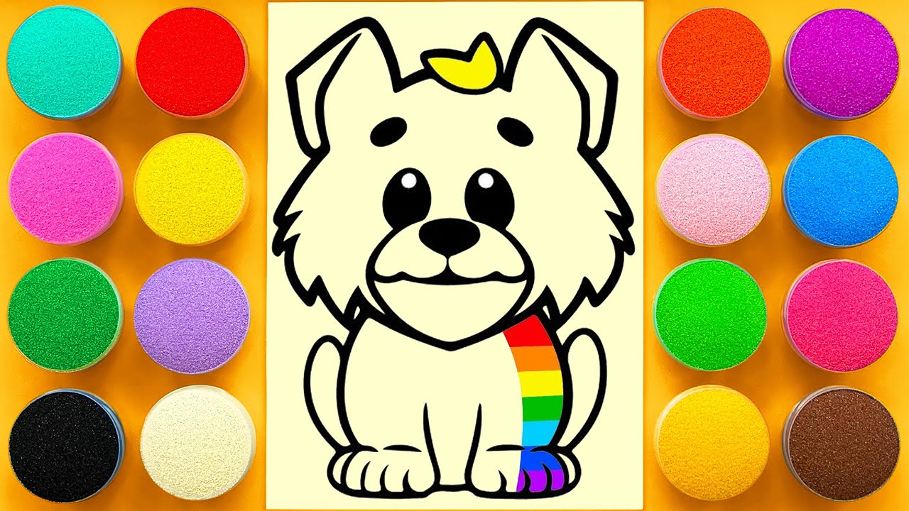 Sand painting Dog for kids and toddlers - YouTube