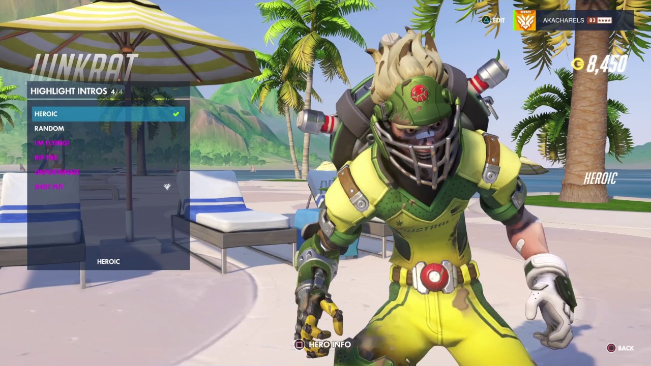 Overwatch: Junkrat Cricket Skin All Emotes, Poses, Intros & Weapons ...