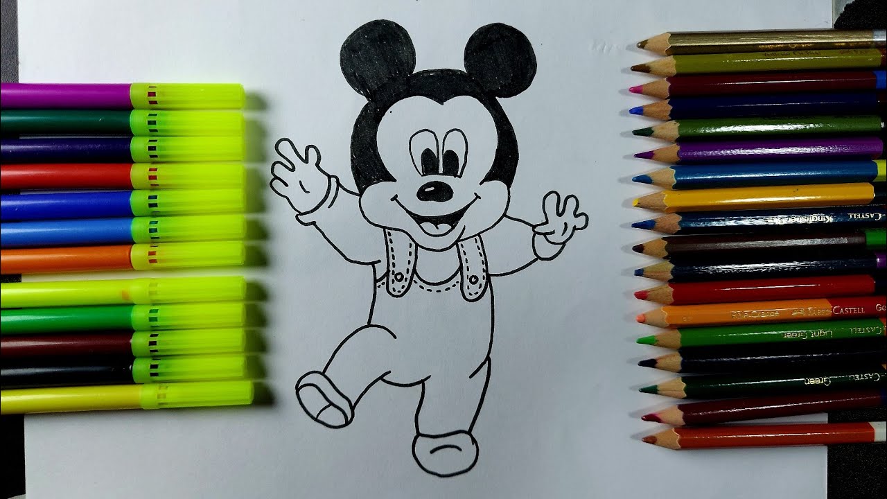 How to draw micky mouse | micky mouse drawing| step by step micky mouse ...