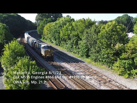 CSX M515 Engines #866 Mid Dp #1976 SB Mixed Marietta, Georgia 8/1/23 - YouTube