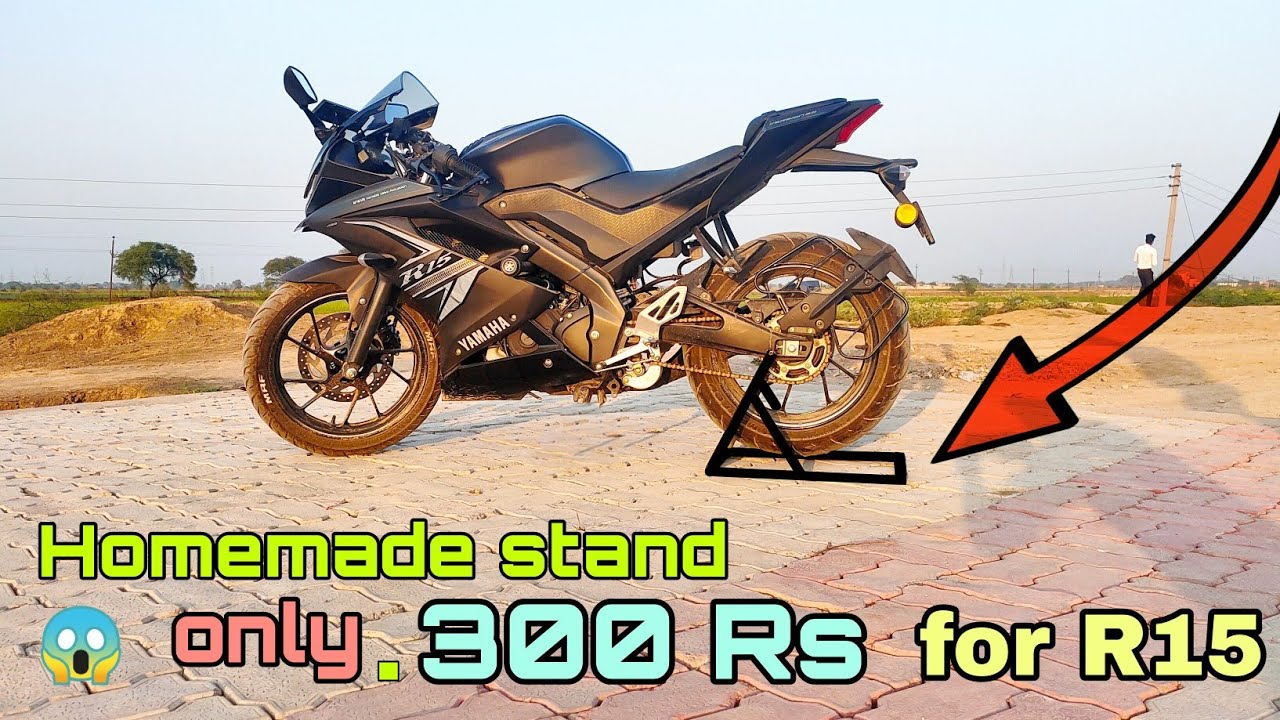 Homemade PADDOCK Stand FOR R15 V3 ONLY 300 rupee .... - YouTube