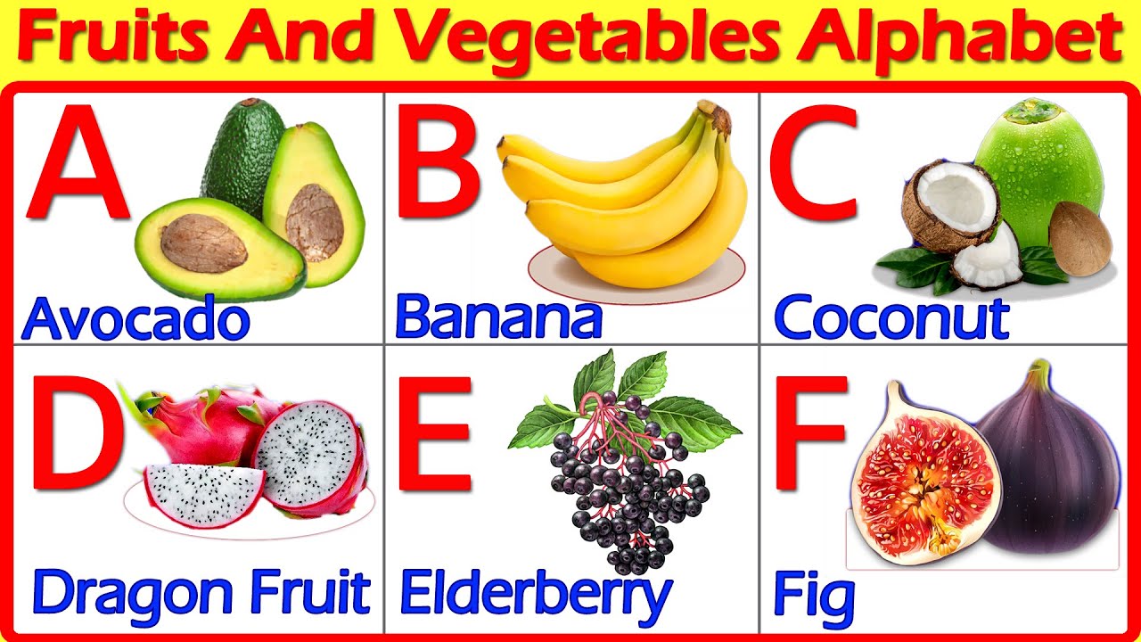 FRUITS AND VEGETABLES ALPHABET, Fruits and Vegetables Alphabet Lesson ...