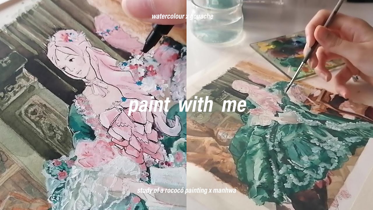 painting study: rococo x manhwa 💌 holbein acryla gouache and watercolor ...