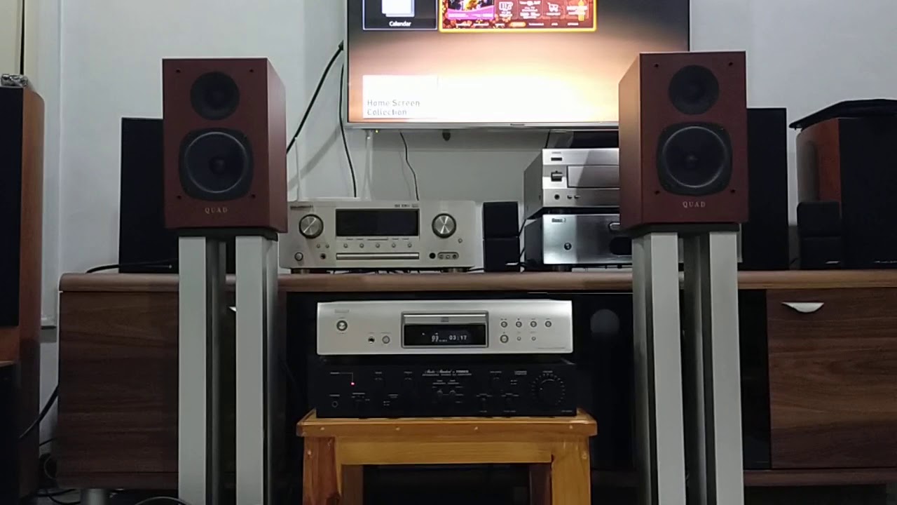 Denon DCD500AE, integrated amp Fisher CA2030 & Quad L11 classic. - YouTube