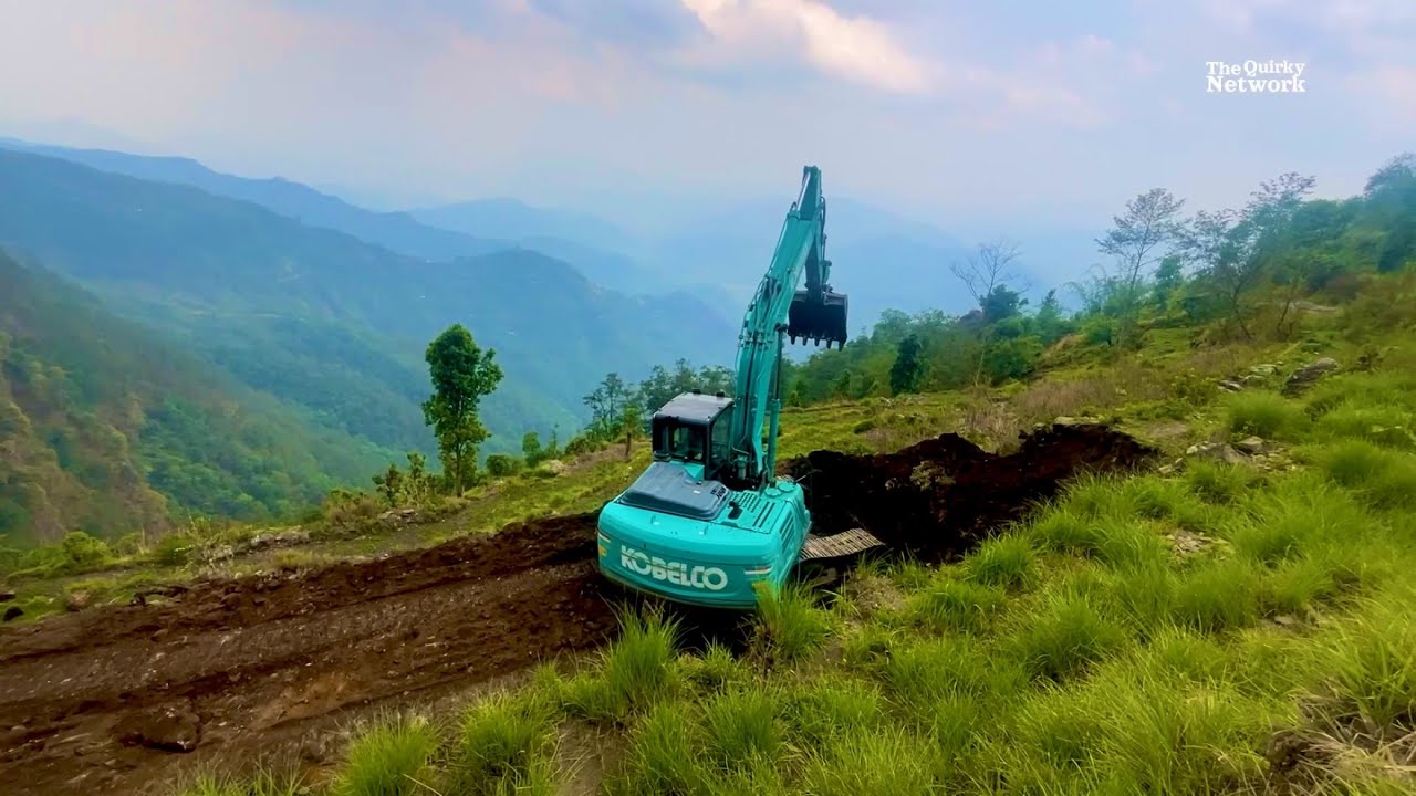 Only the Best Can Do This! Kobelco Excavator Builds Road on Scary Hill ...