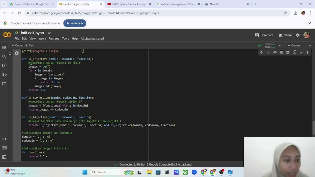 UTS Matdis (Penjelasan Program Himpunan, Logika Matematika, dan Fungsi) Python | google colab ...