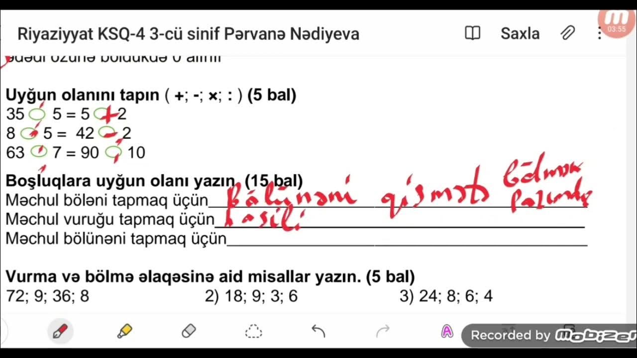 3-cü Riyaziyyat KSQ 4 sualları - YouTube
