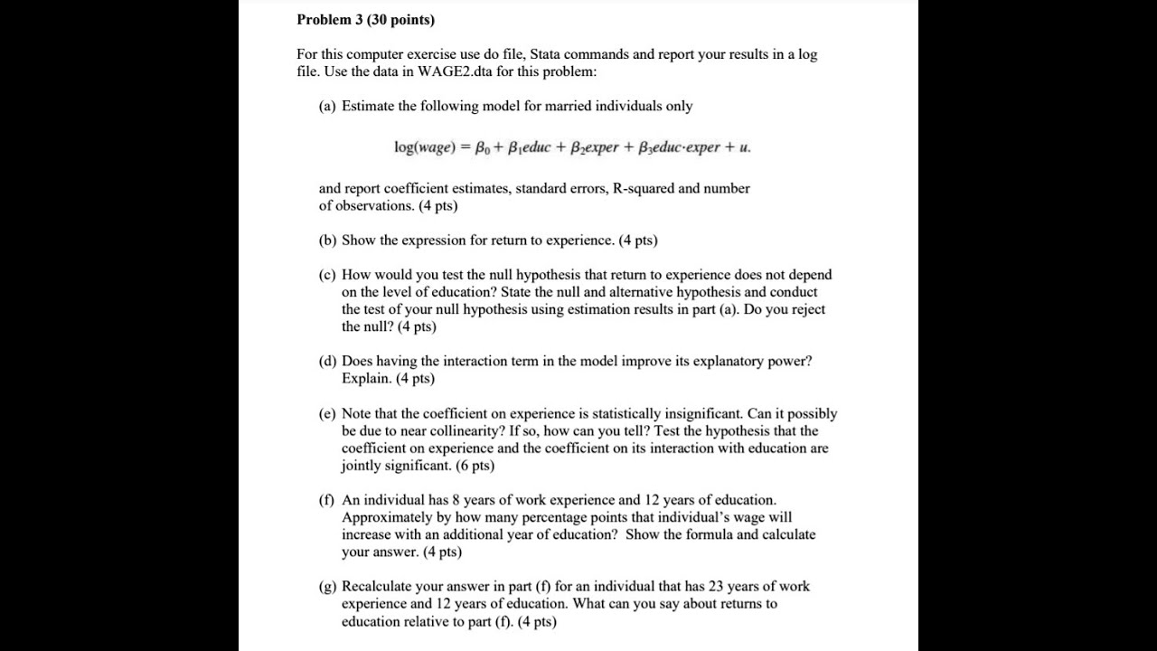 Math For This Computer Exercise Use A Do File Stata Commands And 5024