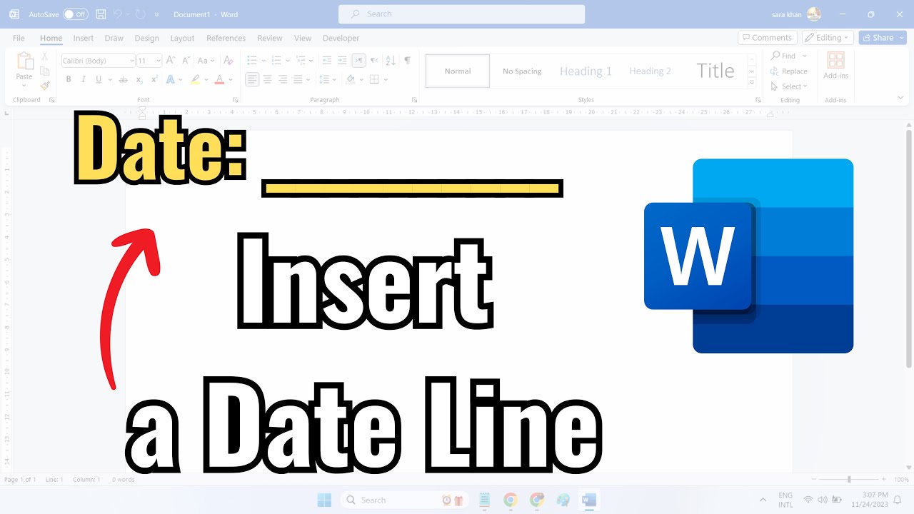How To Insert a Date Line In Word - YouTube
