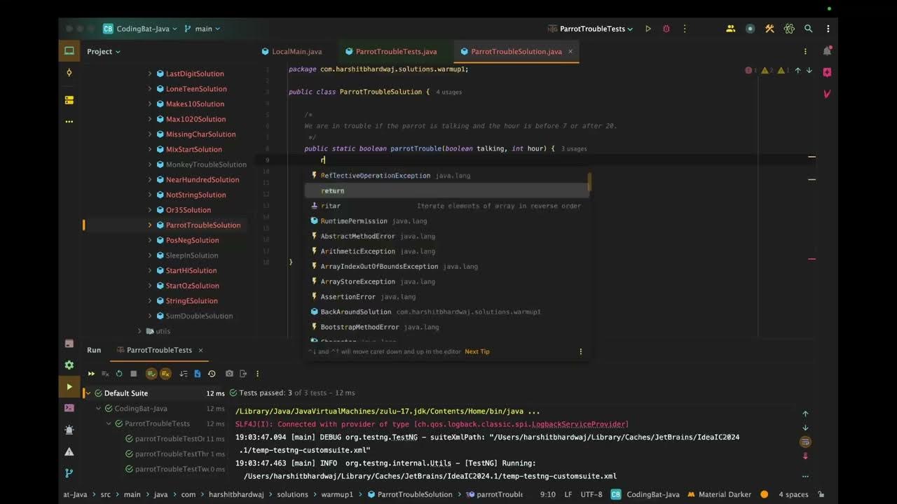CodingBat Java | Warmup-1 Section | parrotTrouble Problem - YouTube