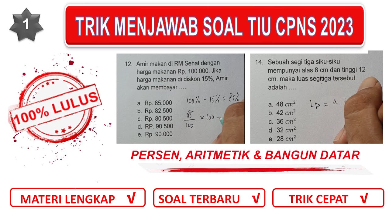 Soal TIU CPNS Hitung Persen, Aritmatika dan Geometri Bangun Datar - YouTube