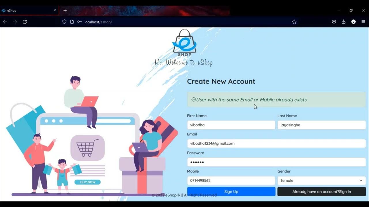 Program The User Sign Up Process Including Input Validations Youtube