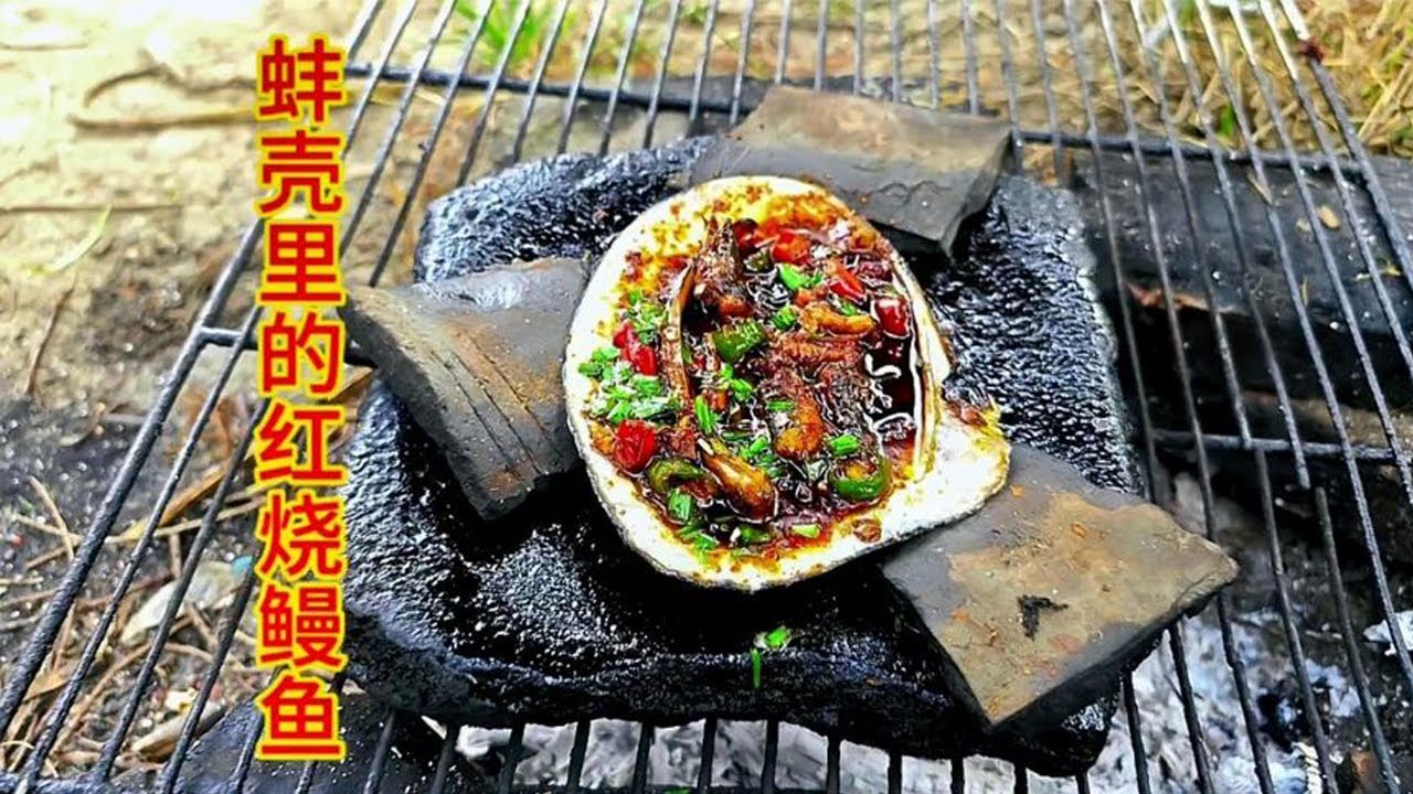 I caught an eel in a puddle and put it in a clam shell to make a stewed ...