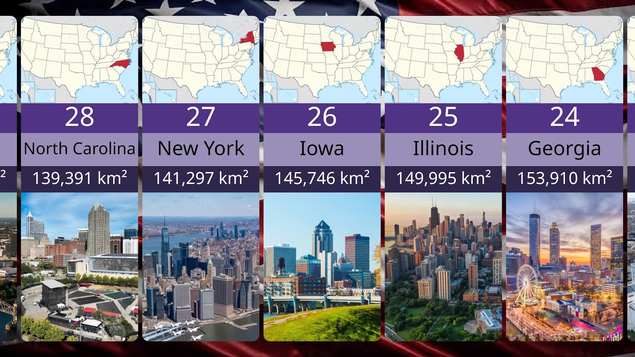 Biggest states in usa by area from smallest to biggest - YouTube
